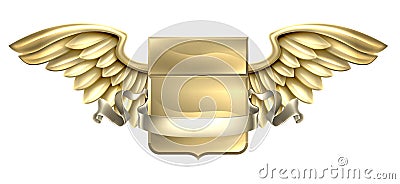 Metal Winged Shield Scroll Design Vector Illustration | CartoonDealer ...
