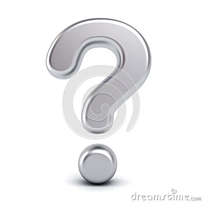 Metallic Chrome Question Mark Isolated On White Background With Shadow ...