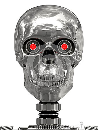 Metallic Cyborg Head With Red Eyes Royalty Free Stock Image - Image ...