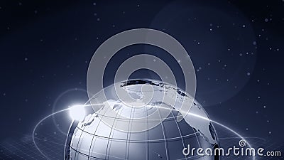 Metallic Earth Sphere With Reflections. 3d Silver Earth. CG Loop ...