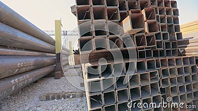 The Metallic Profile Laid in Rows in the Open Metal Warehouse, the ...