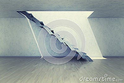 Metallic Staircase Side View In Yellow Light Interior Royalty-Free ...