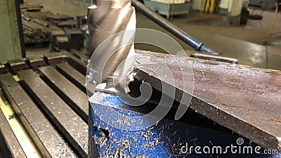 Metalworking. The End Milling Cutter Processes The Part In Machine ...