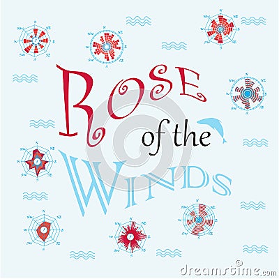 Compass Rose Lettering With Light Background Vector Illustration ...