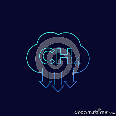 Methane Emissions, CH4 Vector Linear Icon Stock Photography ...