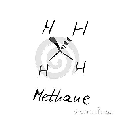 Methane Molecule Formula. Hand Drawn Imitation Of Methane Structural ...