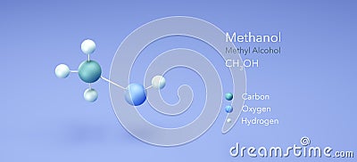 Methanol, Methyl Alcohol. Molecular Structure 3d Rendering, Structural ...