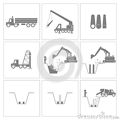 Method Statement Of Construction Pile Driving And Foundation Work Icons ...