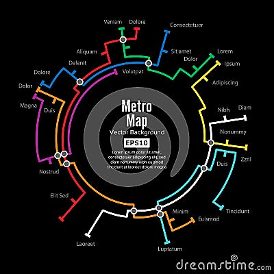 Metro Map Vector. Template Of City Transportation Scheme For ...