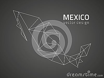 Mexico Vector Black Triangle Perspective Mosaic Outline Map ...