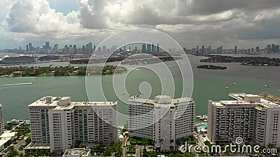 Miami Beach with View of the Bay Stock Footage - Video of mavic, video ...