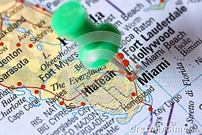 Miami - Florida - Auf Der Karte Stockbilder - Bild: 13341014