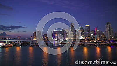 Miami, Florida Skyline at Dawn Stock Footage - Video of dade, dusk ...