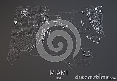 Miami Map, Usa, Satellite View Stock Photography | CartoonDealer.com ...