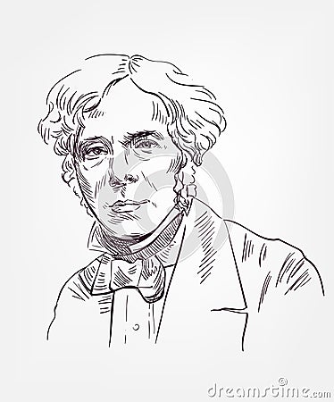 Michael Faraday Vector Sketch Style Portrait Royalty-Free Stock Image ...
