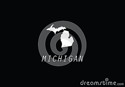 Michigan Outline Map State Shape USA America Borders Cartoon Vector ...