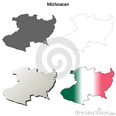 Michoacan Blank Outline Map Set Vector Illustration | CartoonDealer.com ...