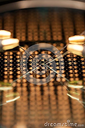 Microchip Under Microscope With Test Probes Stock Photo - Image: 24351560