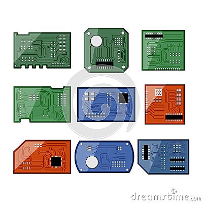 Microcontroller Set Cartoon Vector Illustration | CartoonDealer.com #335140964