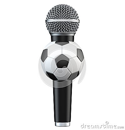 Microphone With Football, Soccer Ball. 3D Render, Isolated On White ...