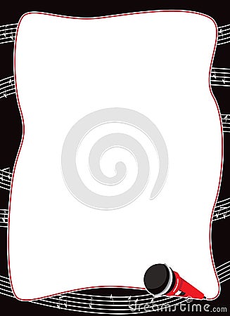 Microphone And Musical Notes Border Vector Illustration | CartoonDealer ...