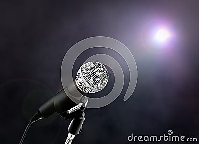 Microphone On Stage Under Spotlight Stock Images - Image: 34239784