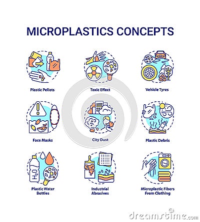 Microplastics Concept Icons Set Cartoon Vector | CartoonDealer.com ...
