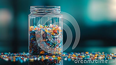 Microplastics In Transparent Jar, Showcasing Colorful Fragments And ...
