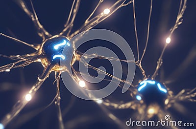 Microscopic Brain Cells:Glowing Synapses And Dendrites Under Microscope ...