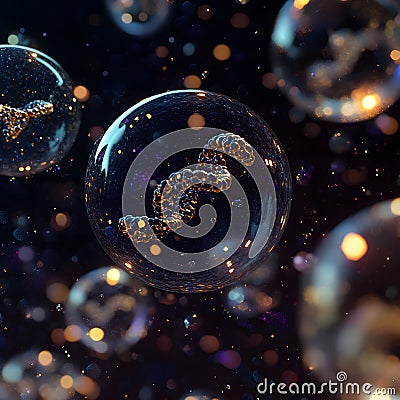 Microscopic Bubbles With DNA Strands And Organic Shapes Inside ...