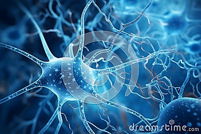Microscopic Of Neuron Brain Cell Network. Interconnected Nerve Cells ...