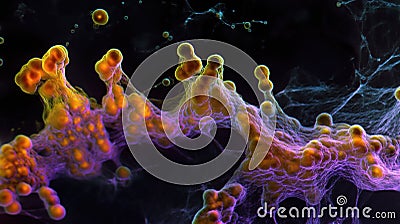 Microscopic View Displays Dynamic Protein Interaction. Actin, Spectrin ...
