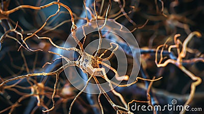 Microscopic View Of A Human Neuron With Detailed Axon And Dendrites ...