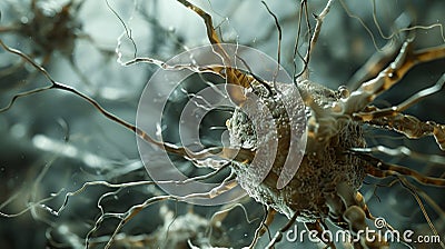 Microscopic View Of A Neuron Cell With Branching Axons Royalty-Free ...