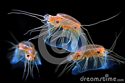 Microscopic View Of Water Fleas Daphnia In Their Habitat Royalty-Free ...
