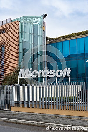 Microsoft Logo. Microsoft Headquarters In Rome Editorial Image ...