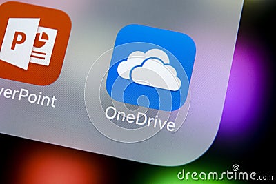 Microsoft OneDrive Application Icon On Apple IPhone X Screen Close-up ...