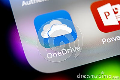 Microsoft OneDrive Application Icon On Apple IPhone X Screen Close-up ...