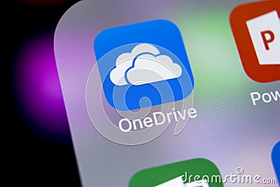Microsoft OneDrive Application Icon On Apple IPhone X Screen Close-up ...