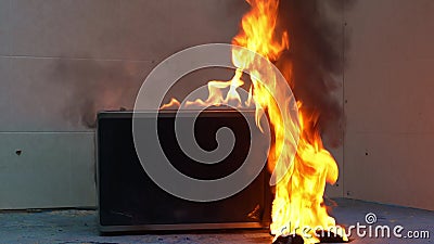 Microwave Oven on Fire. the Concept of Fire in the Kitchen. Stock ...