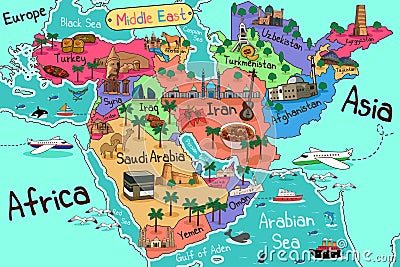 Middle east map with flags stock vector. Illustration of cyprus - 41974717
