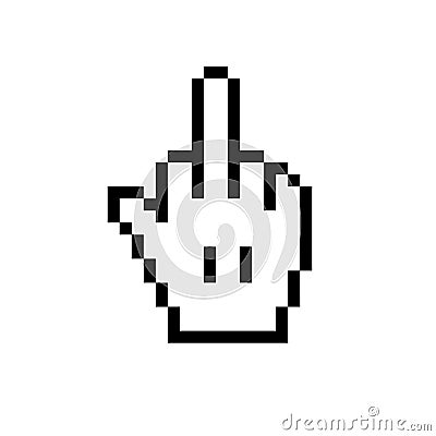 Middle Finger Gesture Pixel Icon Vector Illustration | CartoonDealer ...