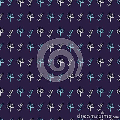 Midnight Solitude Branches Winter Vector Pattern | CartoonDealer.com ...
