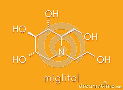 Miglitol Diabetes Drug Molecule. Skeletal Formula. Stock Image ...