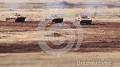 Military Convoy Moving through the Desert Dust Stock Footage - Video of ...