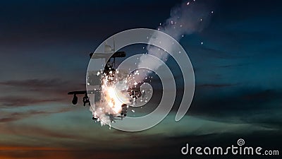 Military Gunships Being Hit By Missile And Exploding Royalty-Free Stock ...