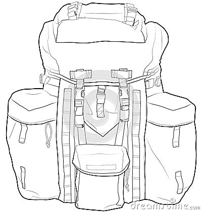 Military Or Hiking Backpack Outline Vector Illustr Stock Image - Image ...