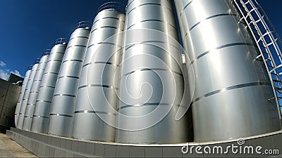Milk Storage Tank at a Dairy Plant.. Tankers with Milk in the Unloading ...
