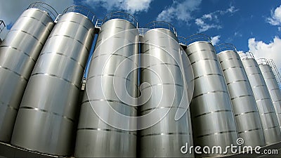 Milk Storage Tank at a Dairy Plant.. Tankers with Milk in the Unloading ...
