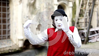 Mime in Paris stock footage. Video of mims, makeup, emotion - 52486308